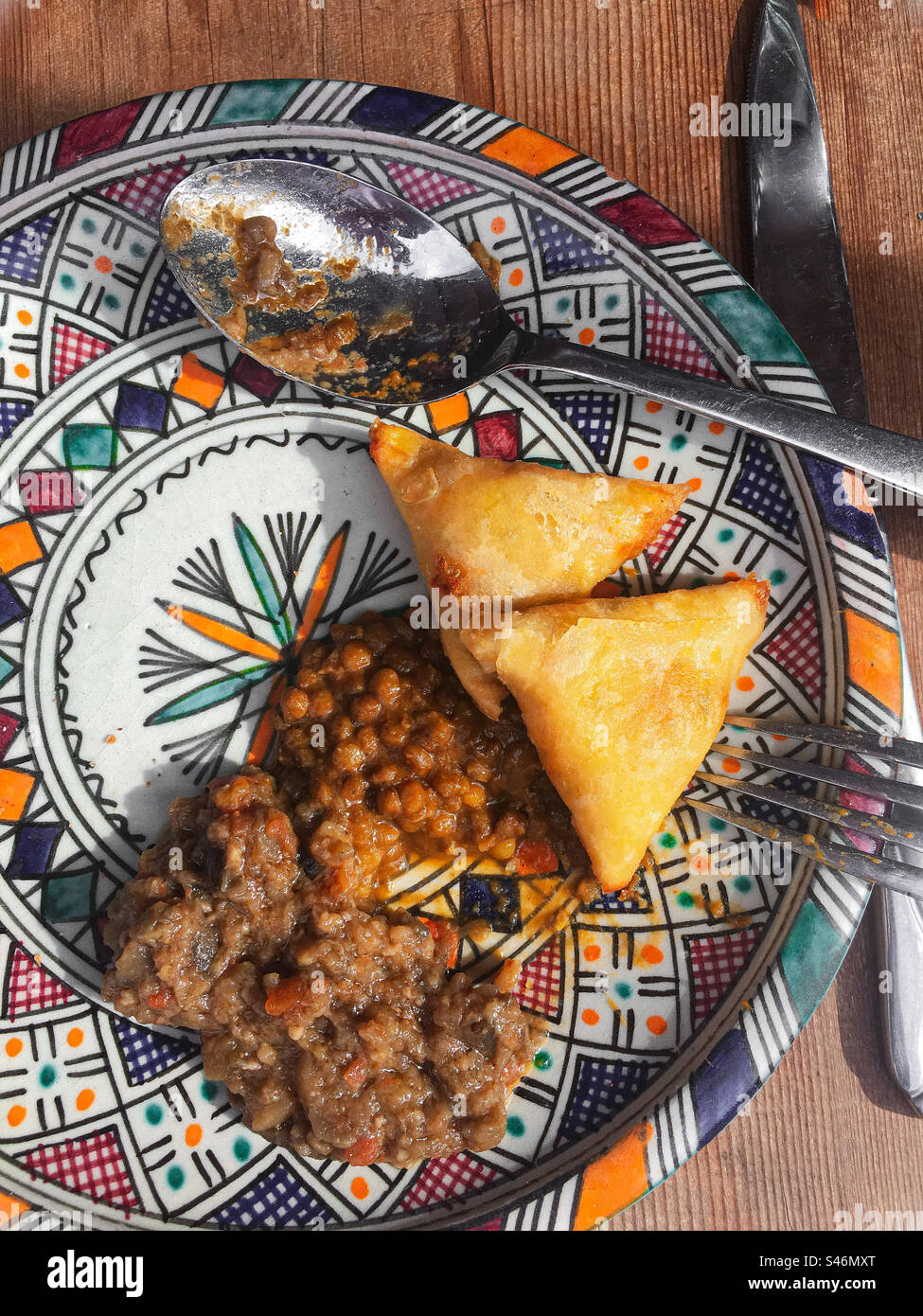 Moroccan meal on colorful plate Stock Photo - Alamy