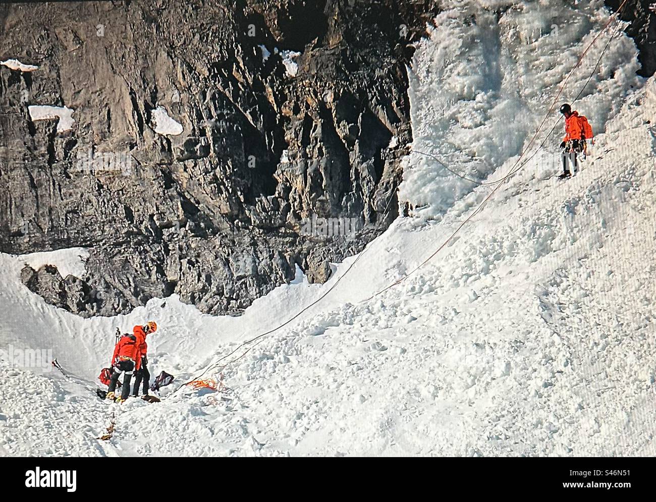 Ice climbers, cascade falls, Banff national park, Alberta Stock Photo ...