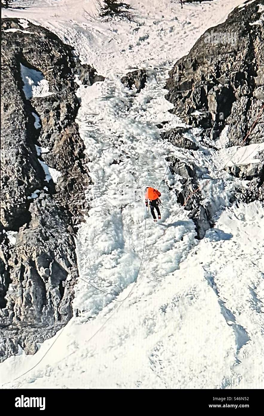 Ice climbers, cascade falls, Banff national park, Alberta Stock Photo ...