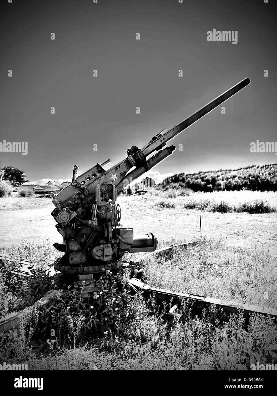 Anti-plane cannon gun in Utah Beach Stock Photo - Alamy