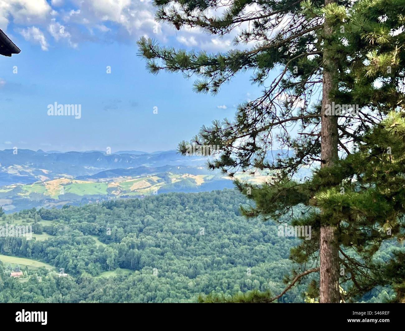 View from small village of Monfestino, Serramazzoni in the Appenine ...