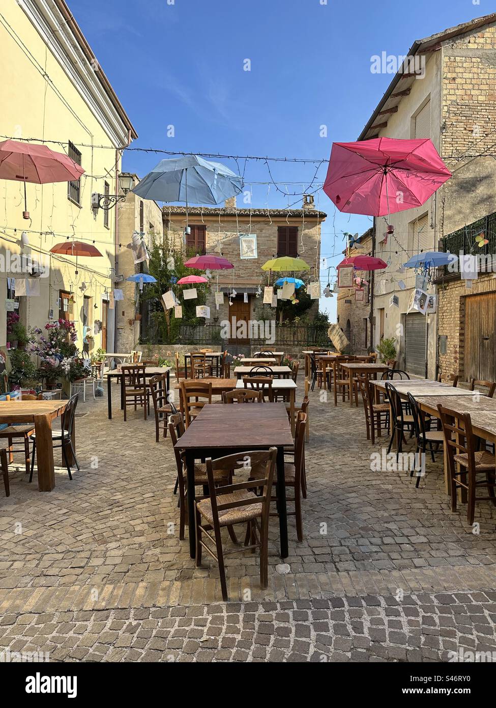 Ready for the party, little square of a little village with many ...