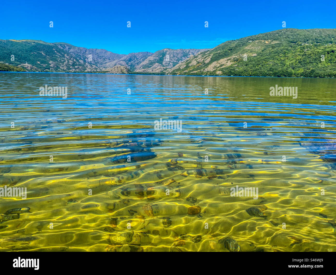 View of the greatest spanish lake, the Sanabria lake near Puebla de ...