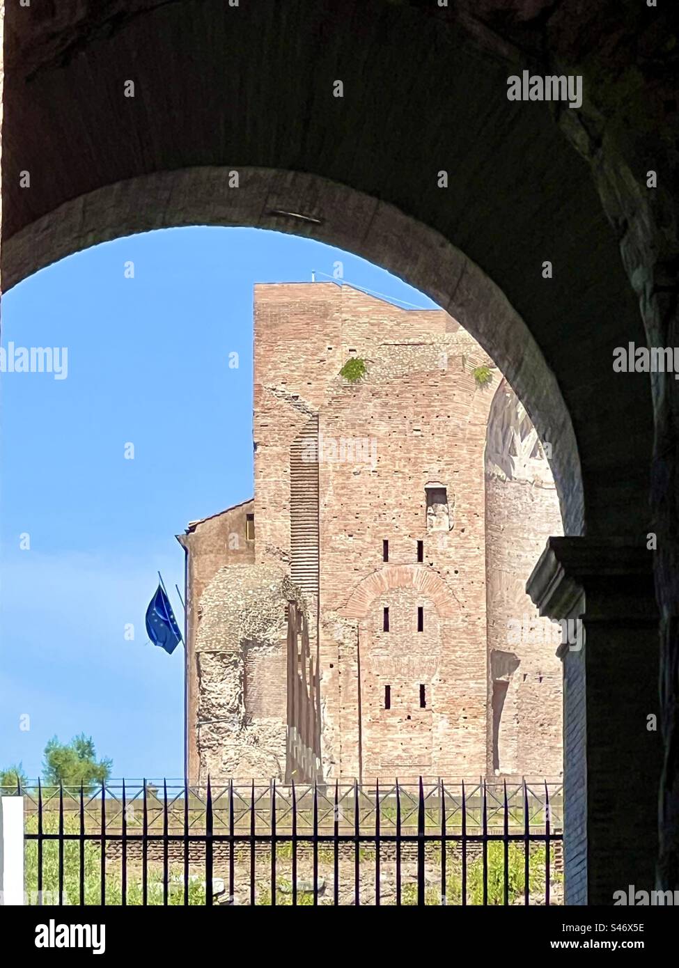 Temple of Venus and Roma viewed from inside the walls of the Roman ...