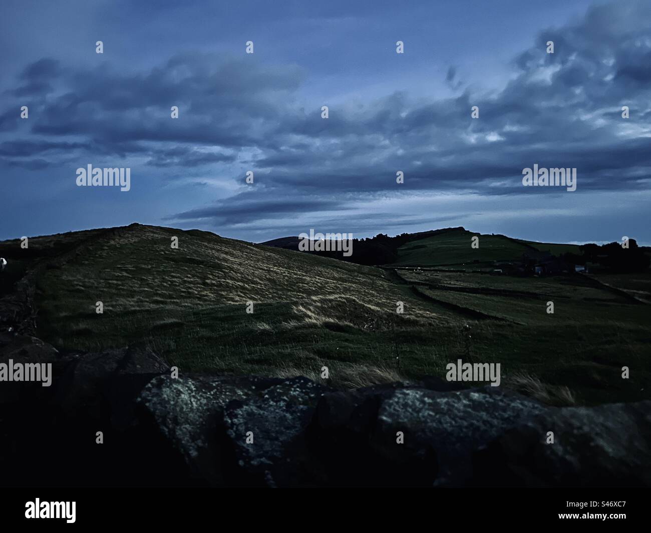 Night Fall in the Hills, Peak District Stock Photo - Alamy