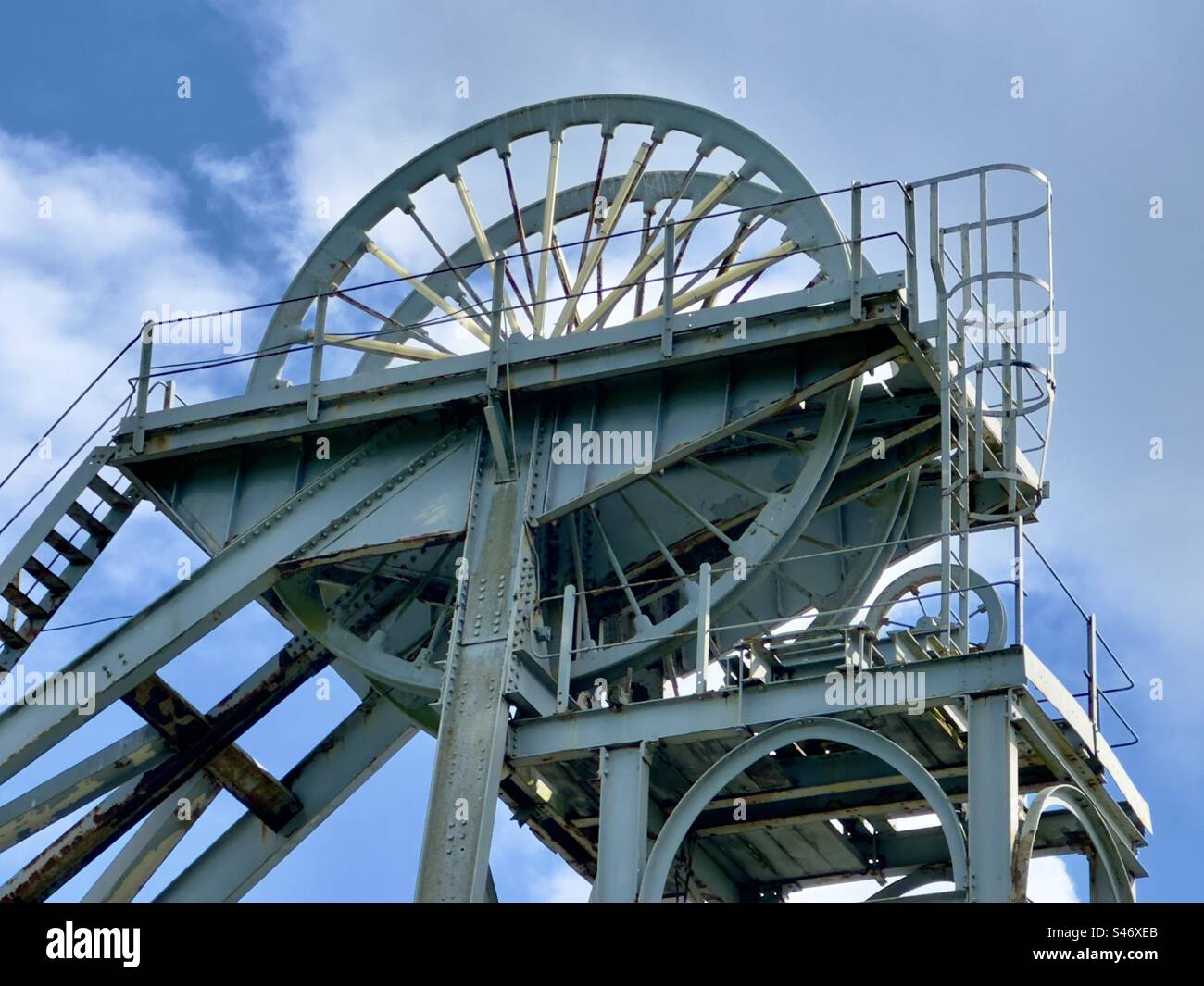 Detail of the pithead gear at the Woodhorn mining Museum Stock Photo ...