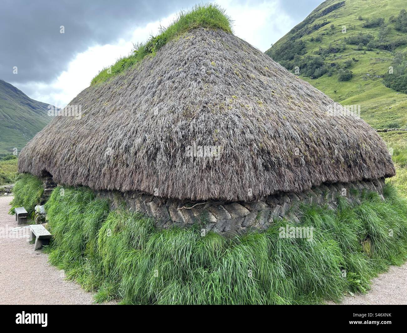 Turf house reconstruction, Glencoe National Trust, Scotland. Authentic ...