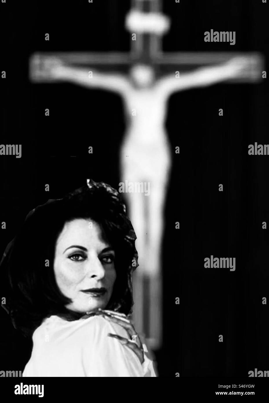 Lady by crucifix Black and White Stock Photos & Images - Alamy