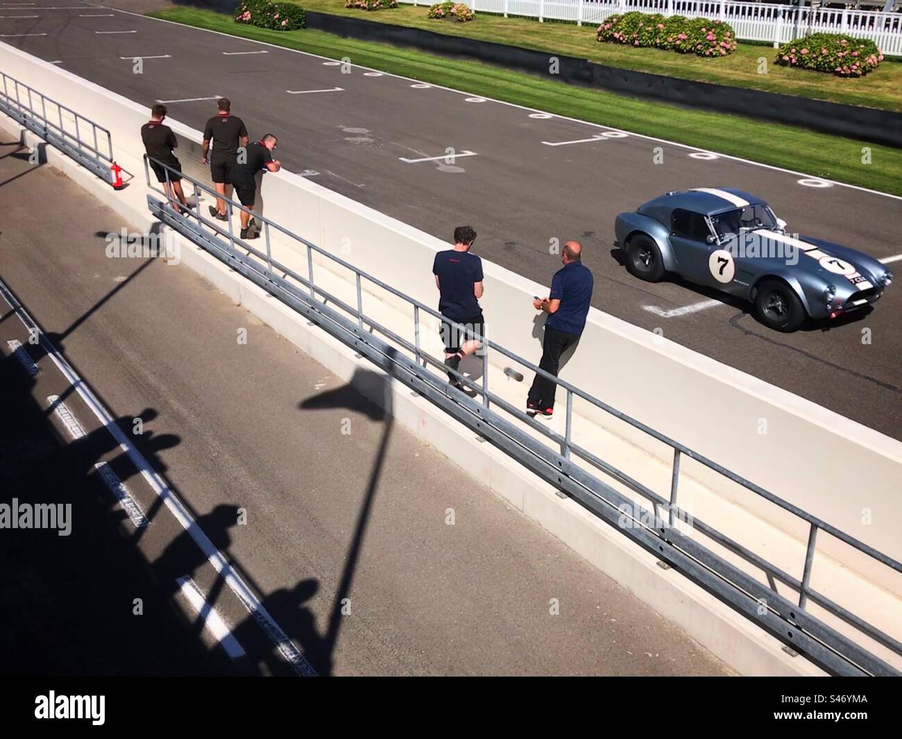 1960s Cobra racing car on track at Goodwood motor racing circuit ...