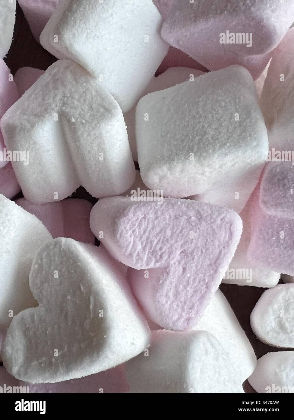 Heart Shaped Pink & White Marshmallows Stock Photo - Alamy