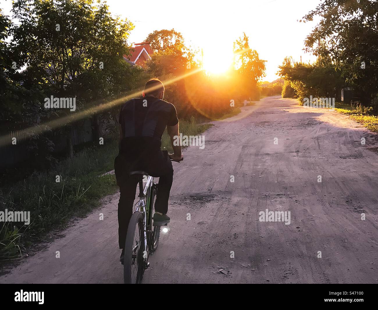 Riding a bicycle during golden hour in countryside Stock Photo - Alamy
