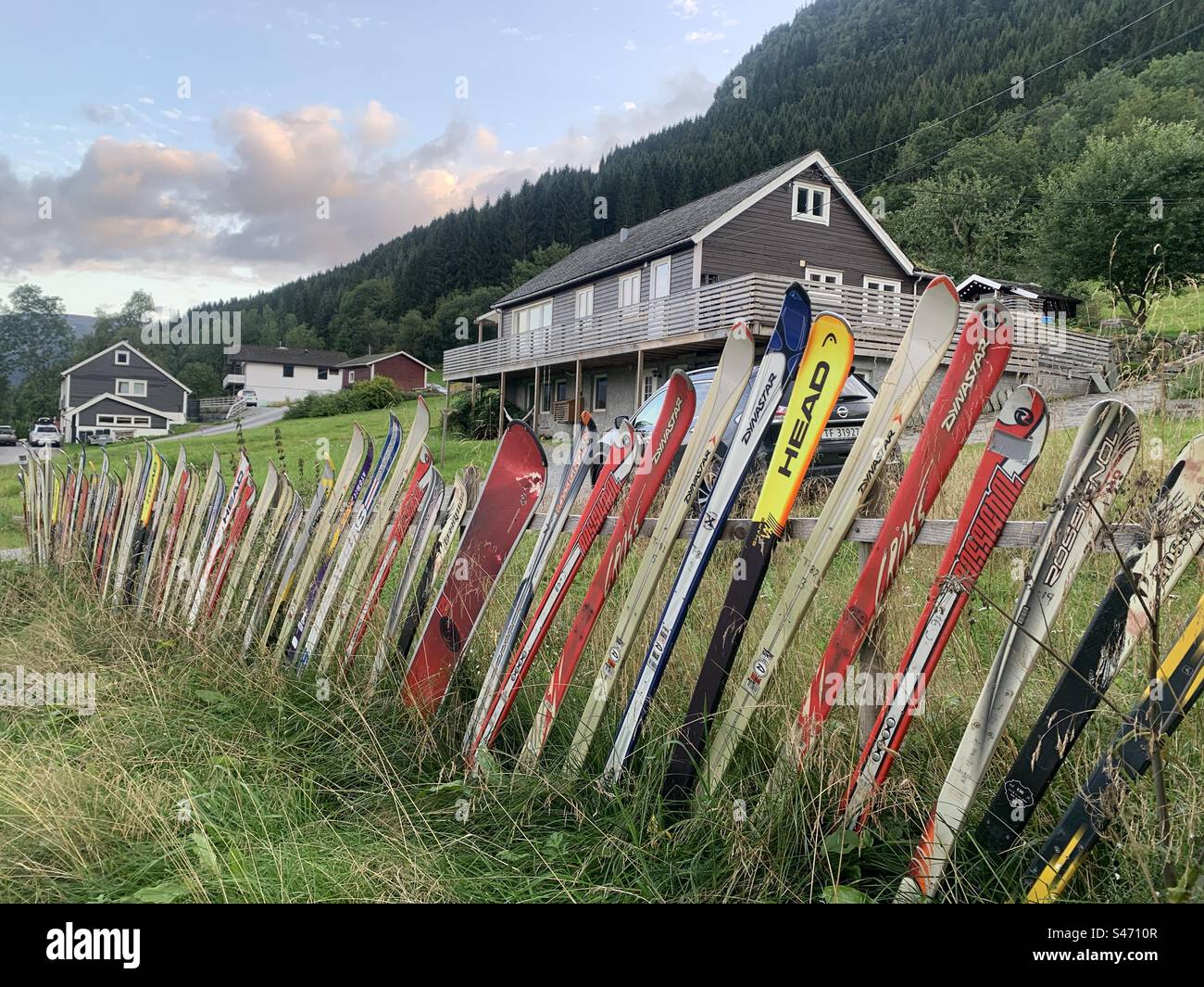 Fence made of skis Voss Norway Stock Photo - Alamy