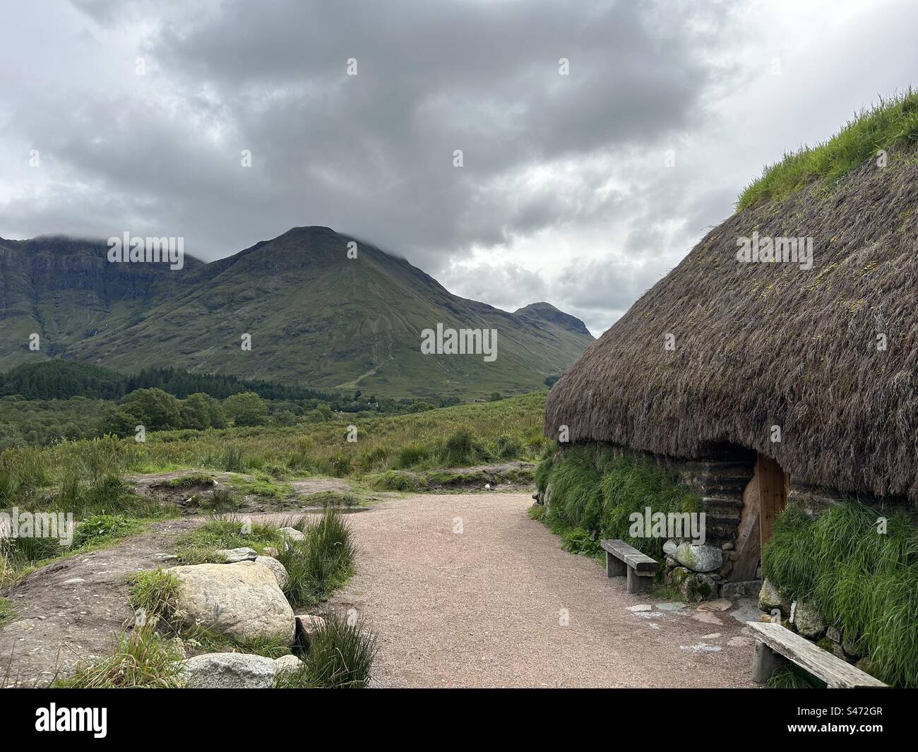 Turf house reconstruction, Glencoe National Trust, Scotland. Authentic ...