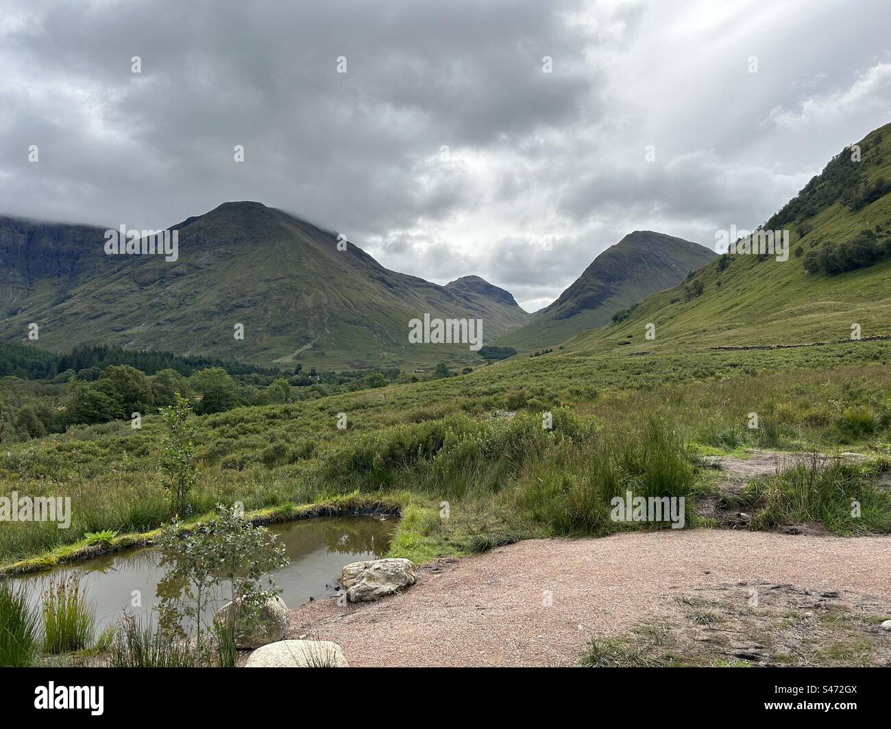 View from Turf House reconstruction, Glencoe National Trust, Scotland ...