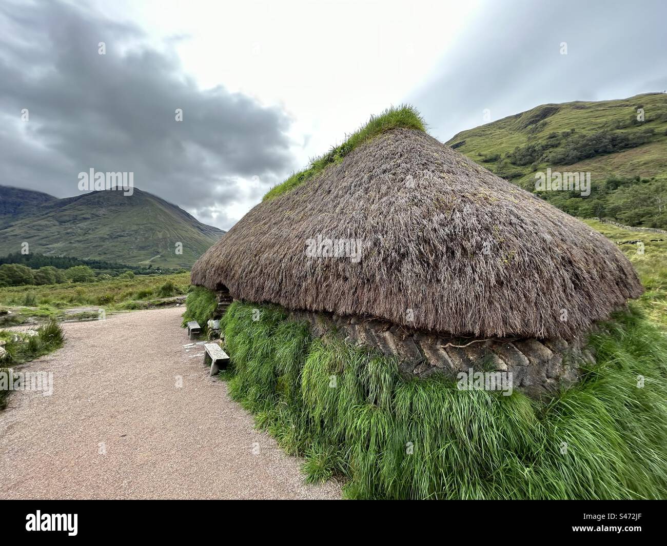 Turf house reconstruction, Glencoe National Trust, Scotland. Authentic ...