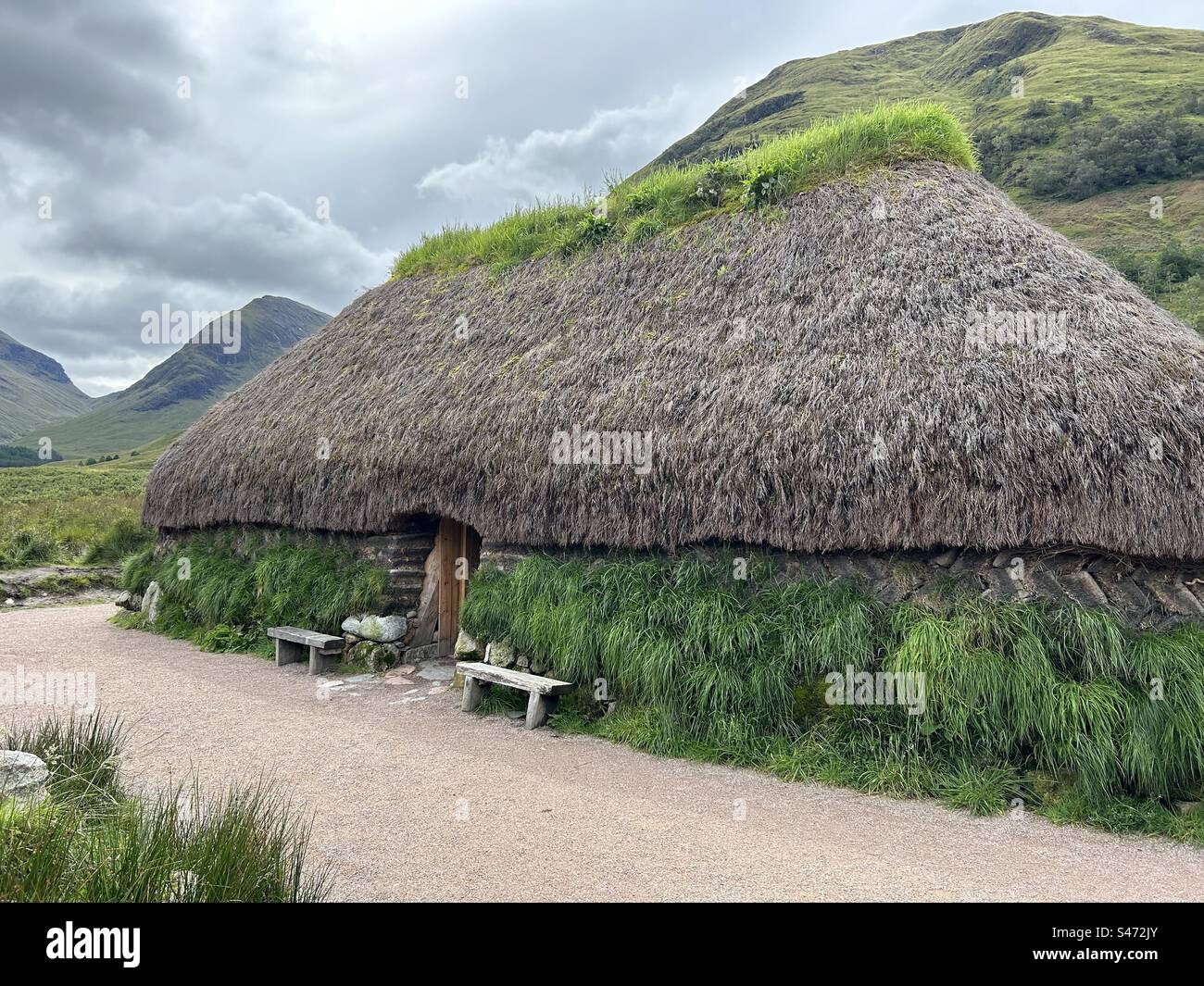 Turf house reconstruction, Glencoe National Trust, Scotland. Authentic ...