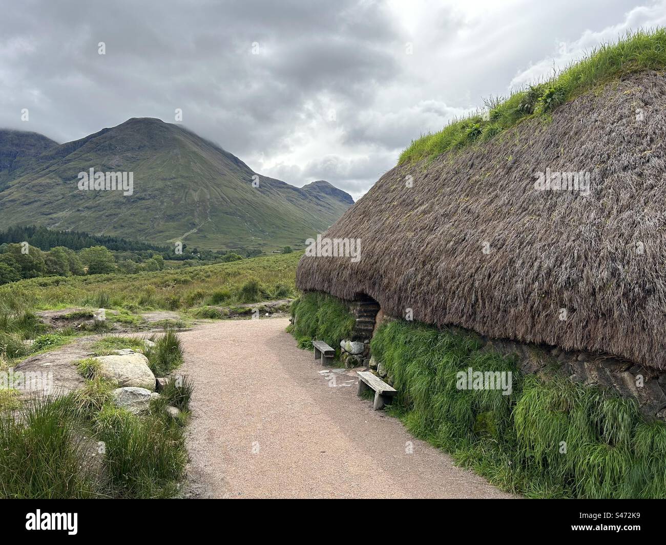 Turf house reconstruction, Glencoe National Trust, Scotland. Authentic ...