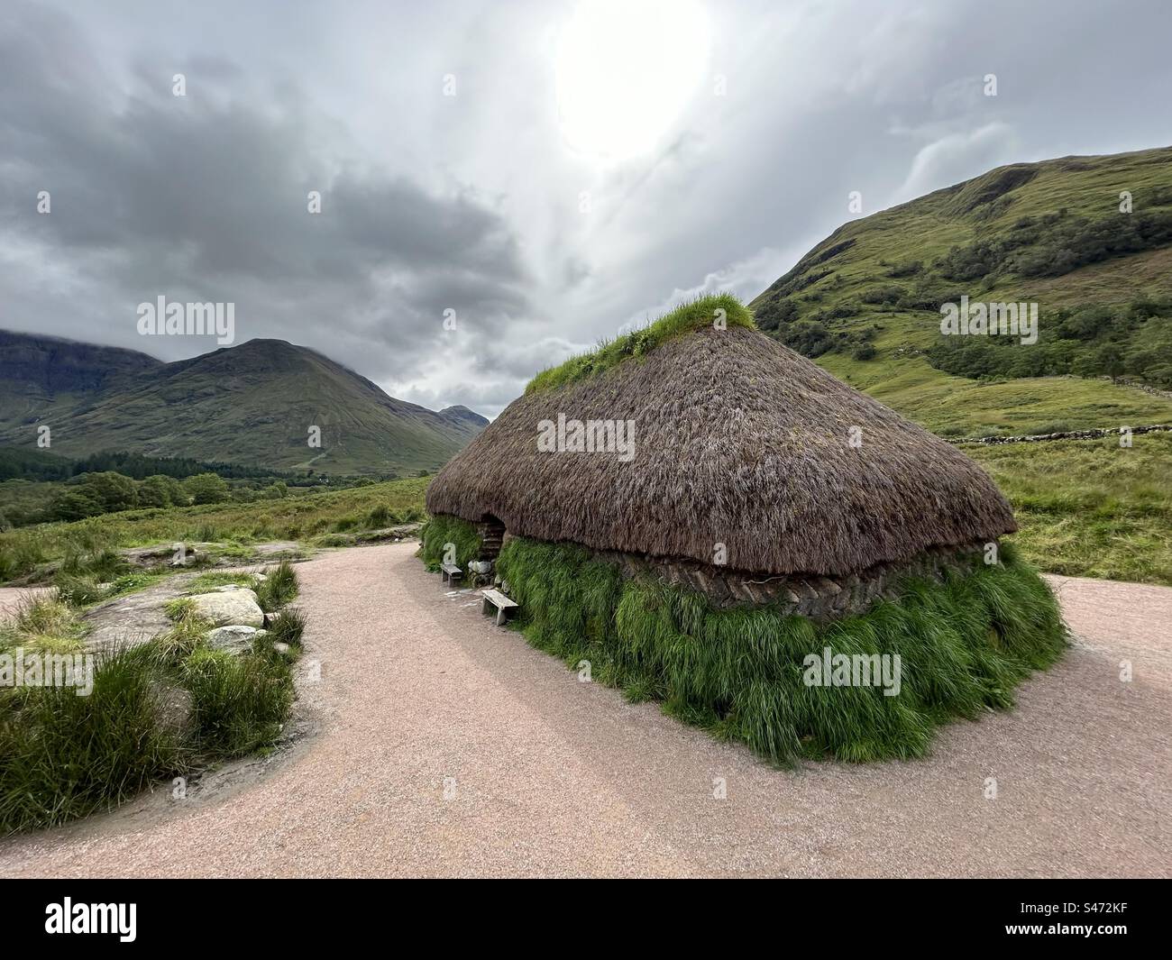 Turf house reconstruction, Glencoe National Trust, Scotland. Authentic ...