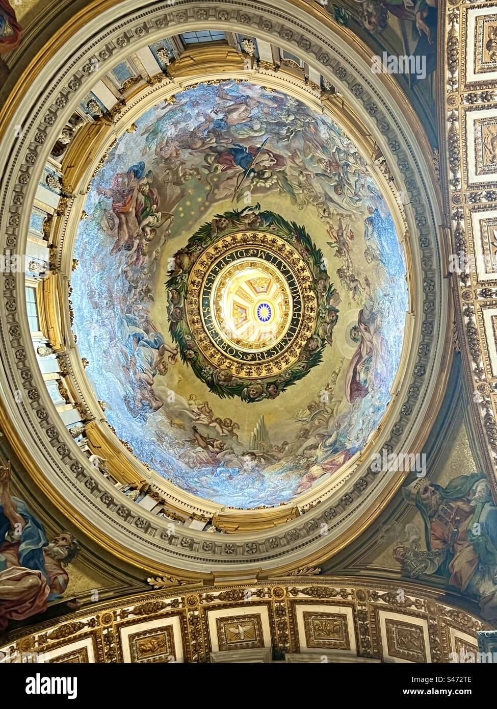 Beautiful ceiling frescoe in Saint Peter’s Basilica in Vatican City ...