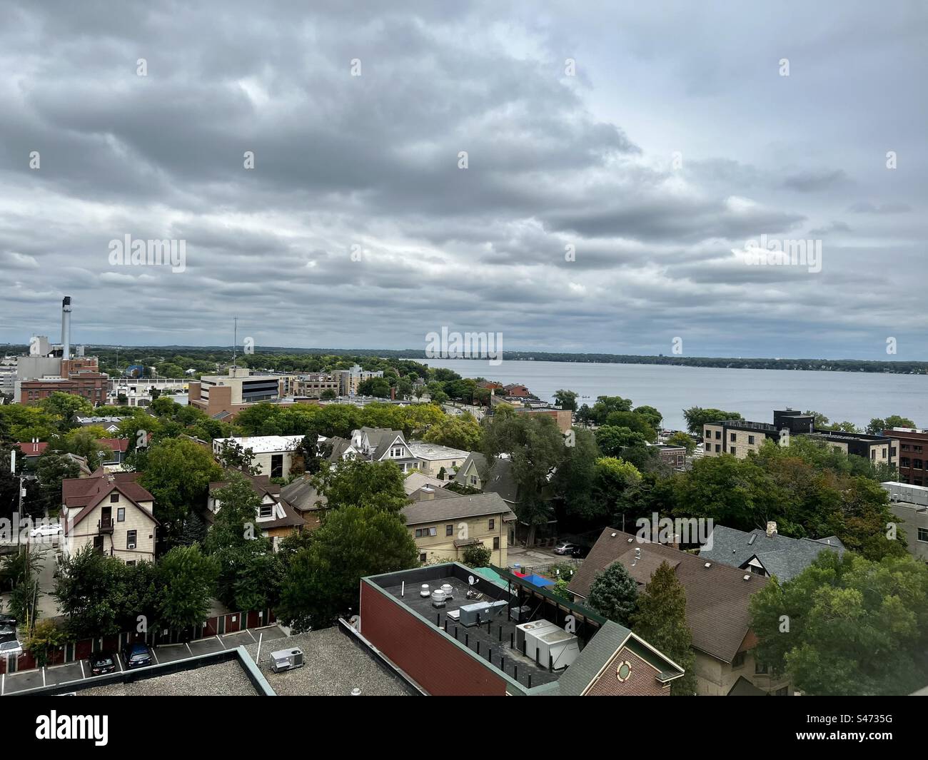 View of Madison, Wisconsin, from downtown facing East toward Lake ...