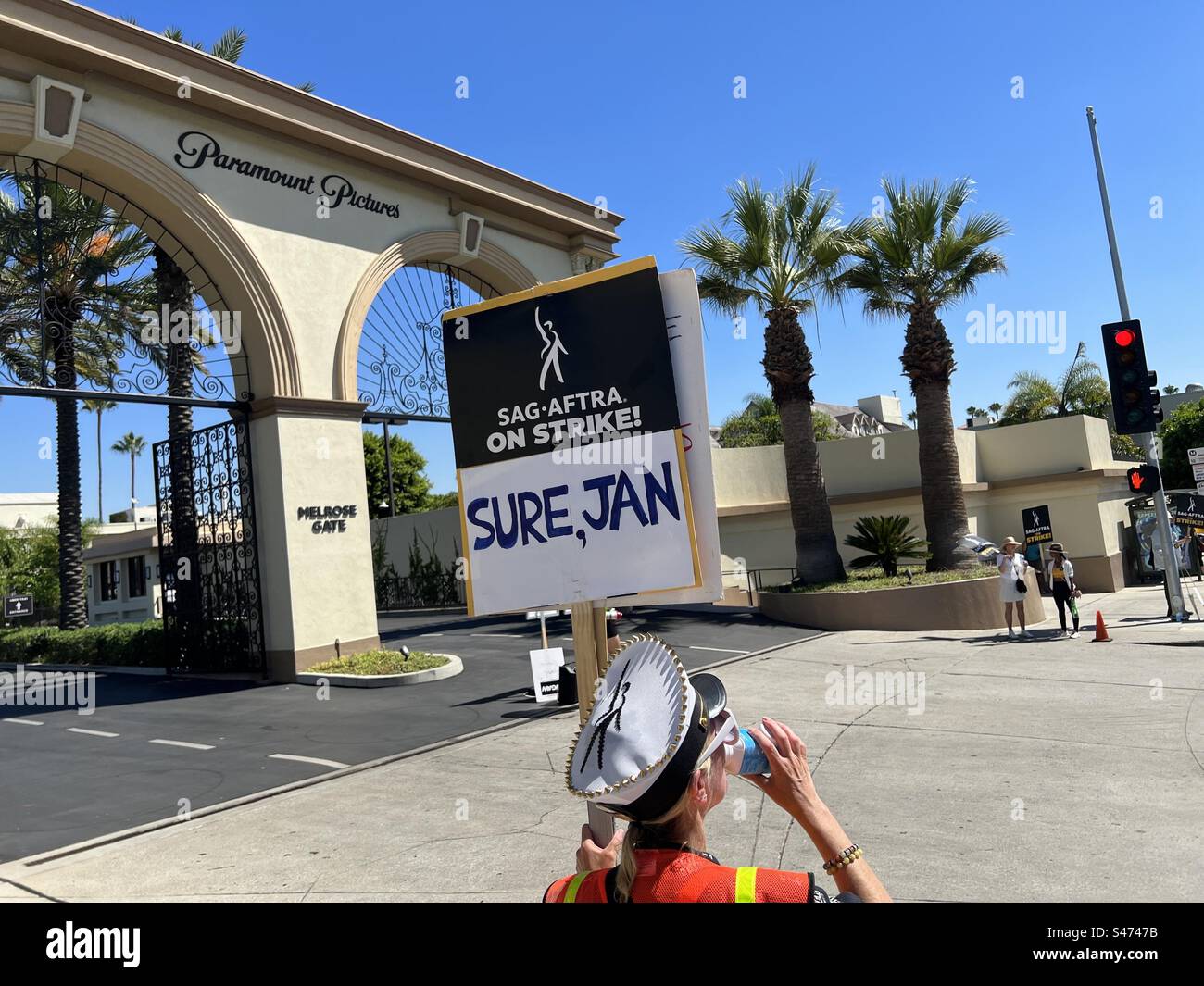 LOS ANGELES, CA, JUN 30, 2023: striking member of Screen Actors Guild ...