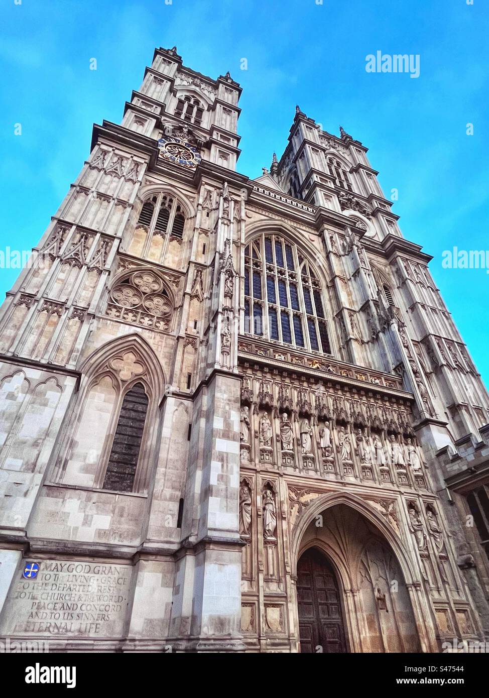Westminster Abbey with inscription clearly visible: The cross and the inscription were unveiled ...
