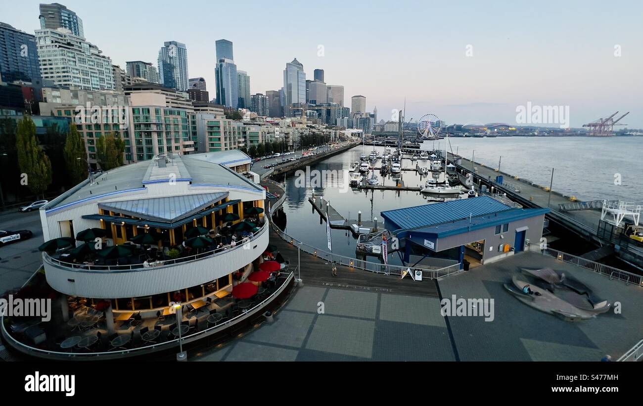 View of Seattle, USA waterfront and downtown skyline on a summer ...