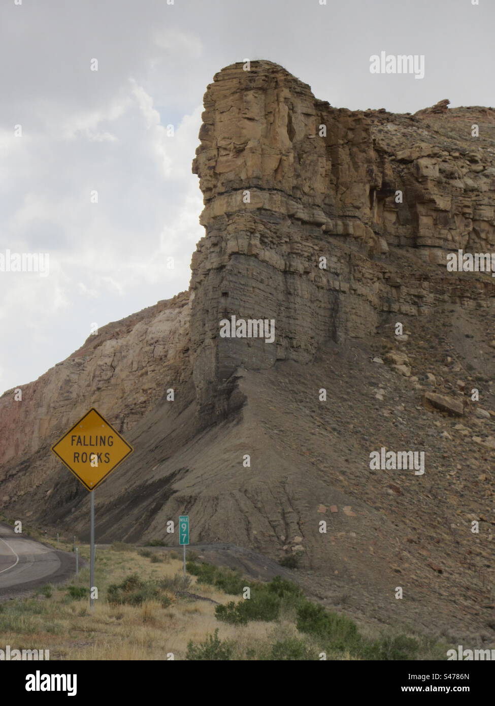 Warning of Falling Rocks Stock Photo - Alamy