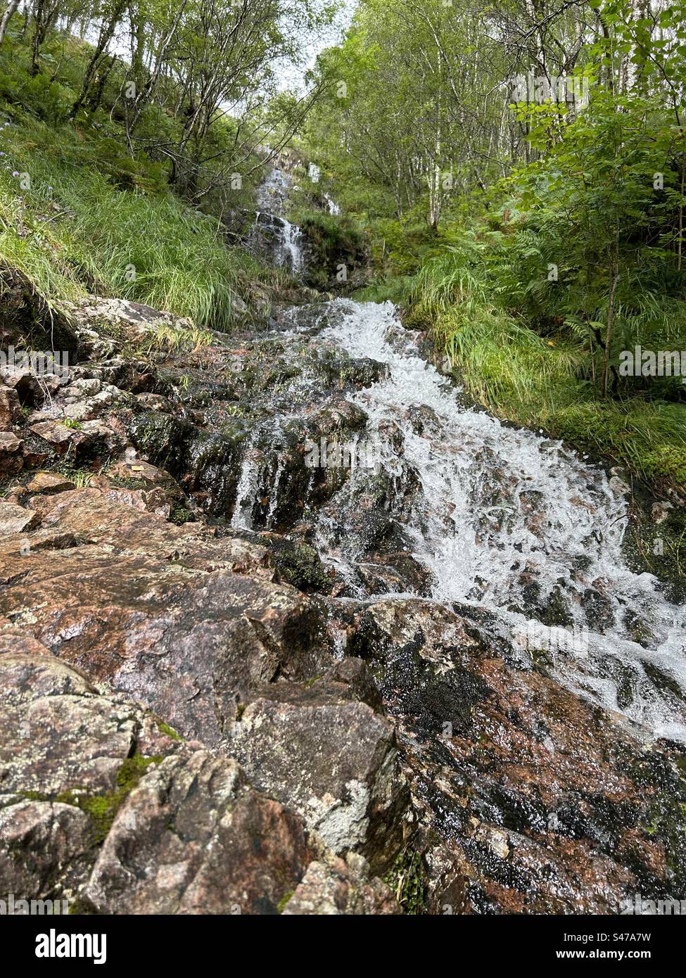 Walk to Steall Falls. On the path to Steall Waterfall, Nevis Gorge ...