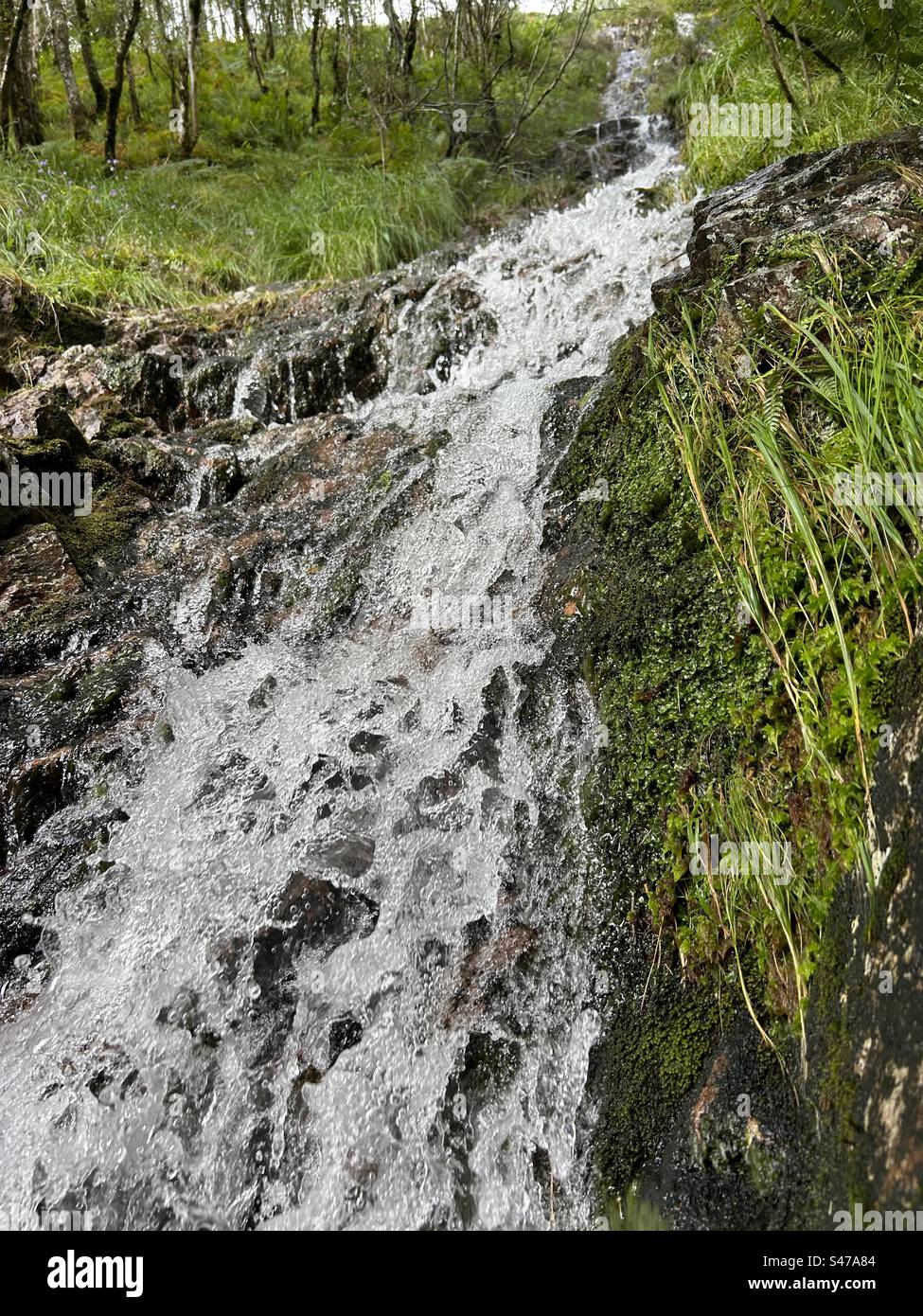 Walk to Steall Falls. On the path to Steall Waterfall, Nevis Gorge ...