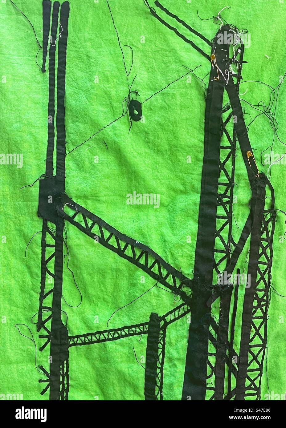Gas Holder at Bell Green in Lower Sydenham, London artwork- sewing sewn ...