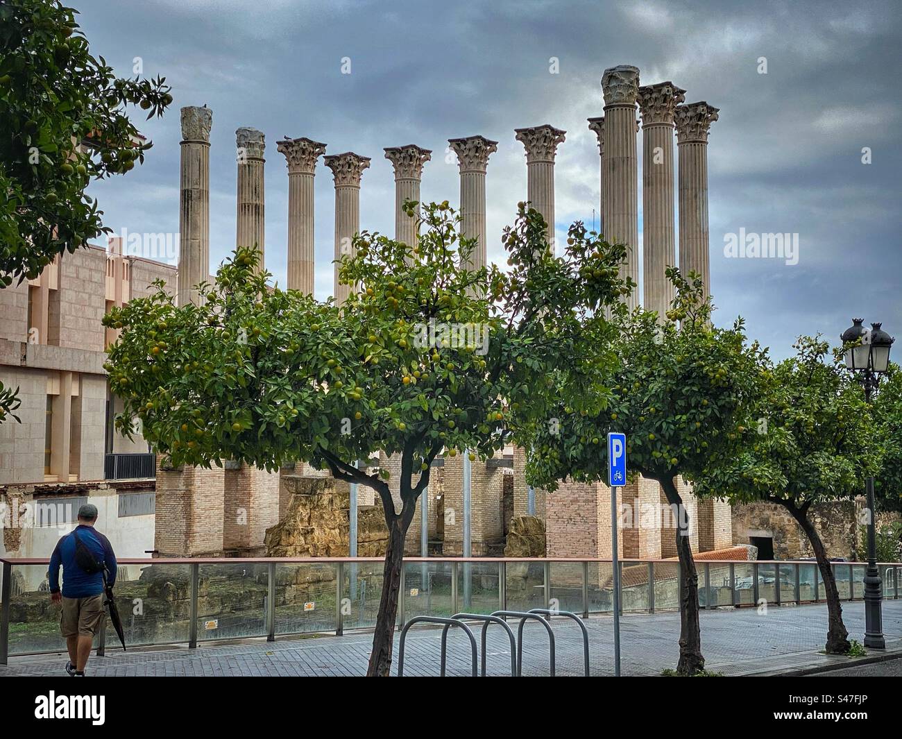 Ancient Roman Temple with orange trees in Córdoba, Spain Stock Photo ...