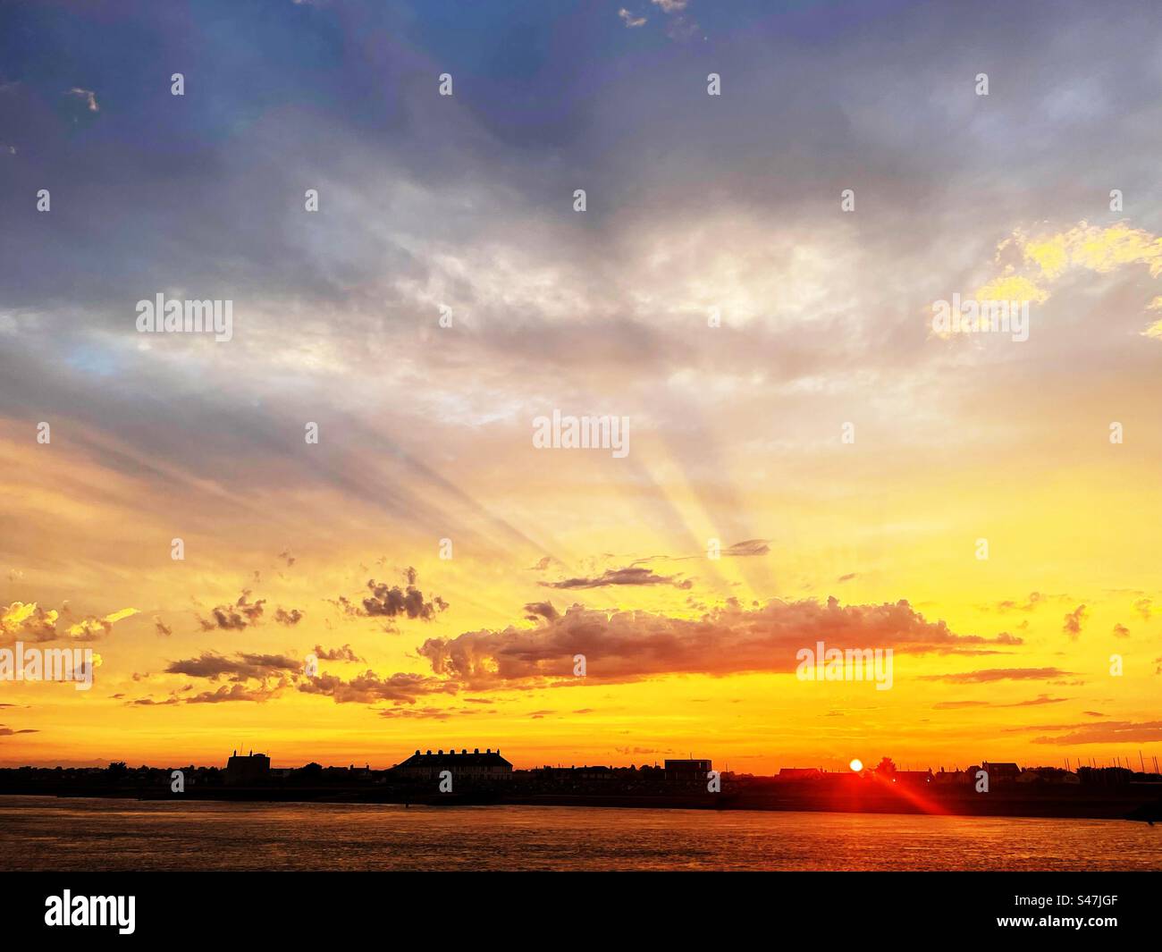 Sunset river Deben Felixstowe Ferry Suffolk Stock Photo - Alamy