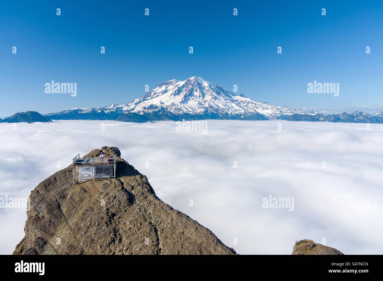 High Rock Lookout and Mount Rainier in Washington State Stock Photo - Alamy