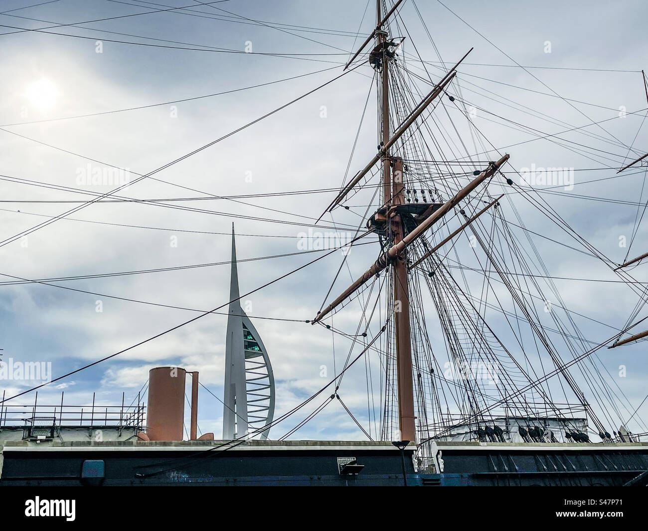 Ship mast & spinnaker tower Stock Photo - Alamy