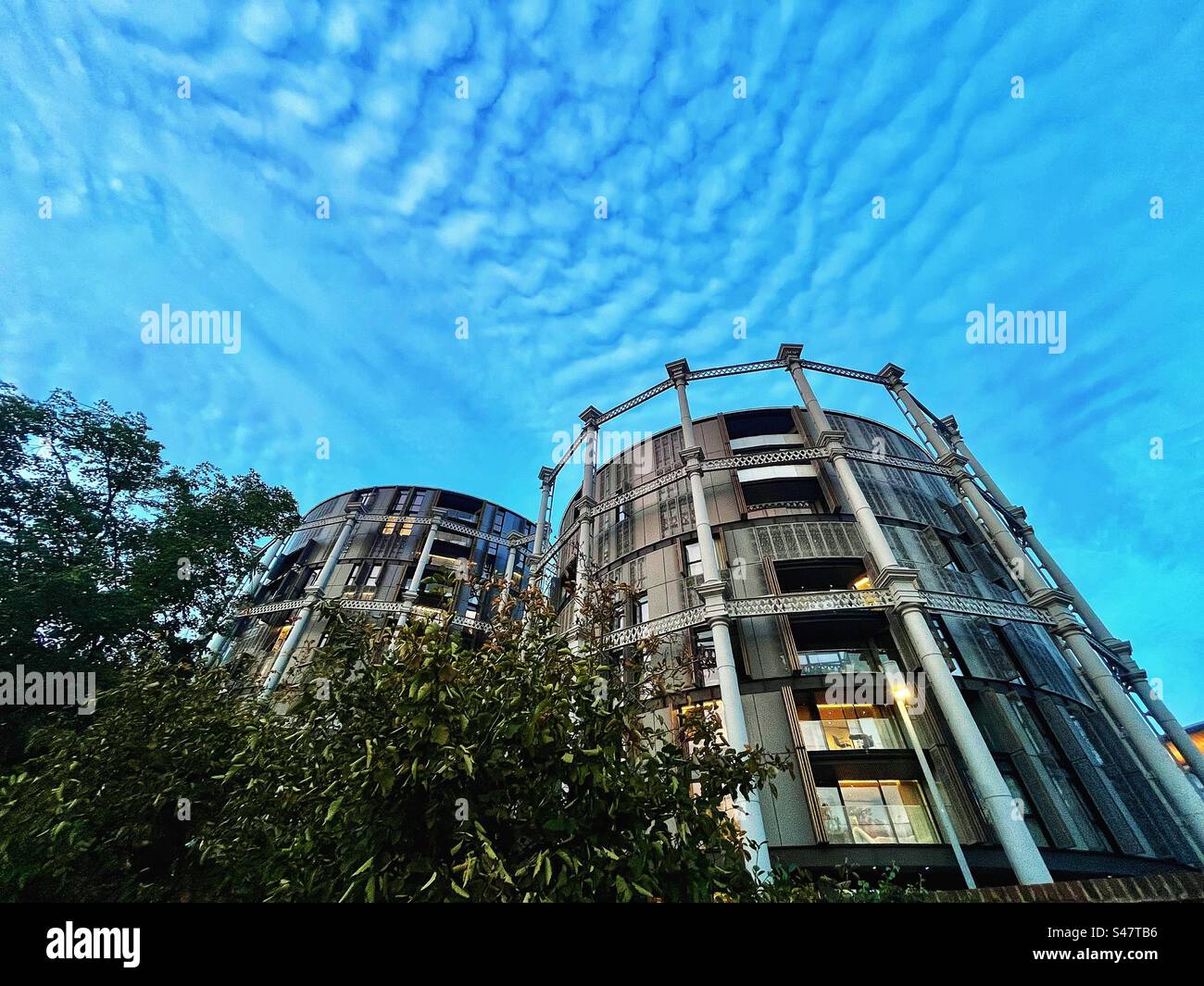 Perspective of two gasometers converted into residential properties ...