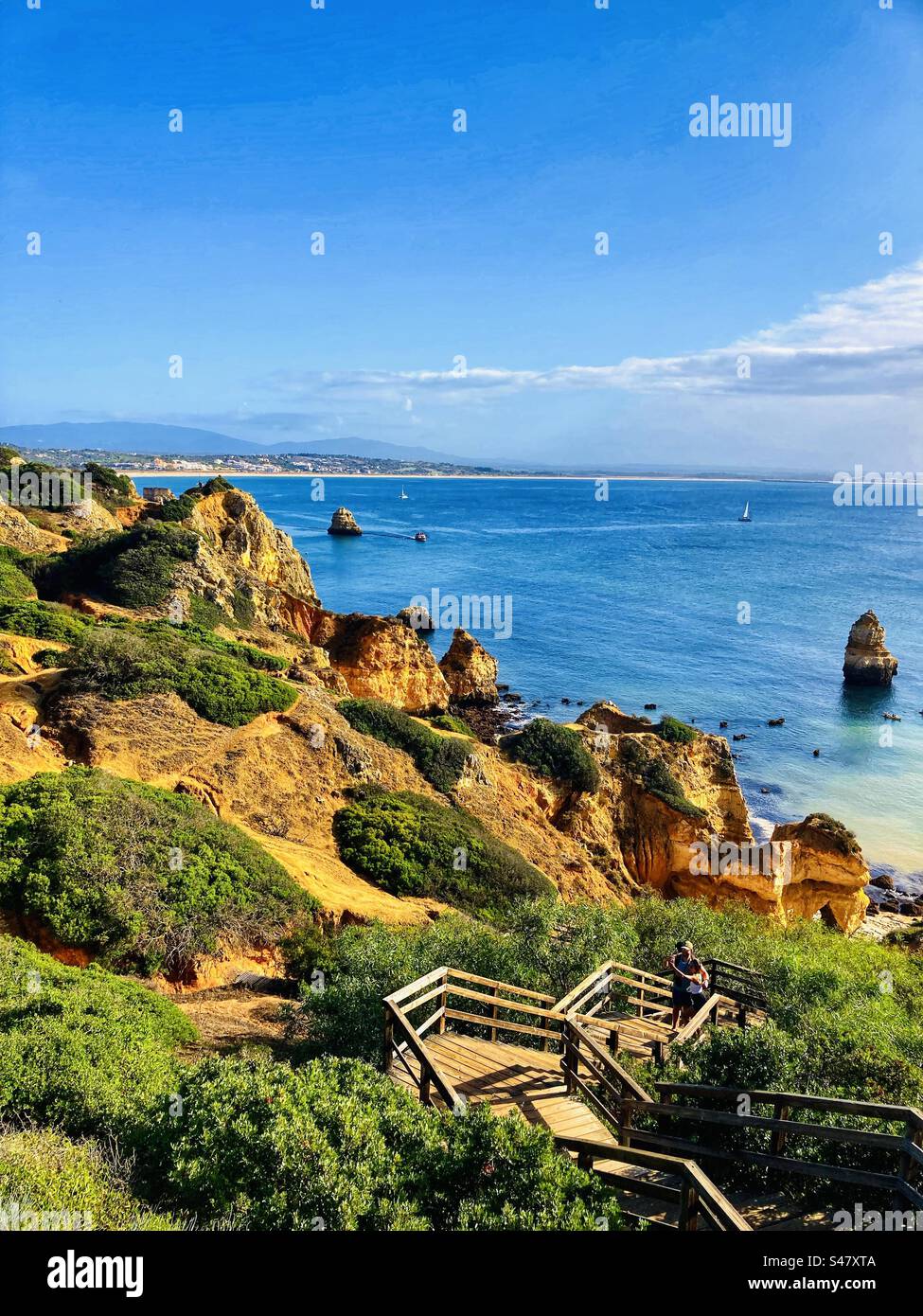 Coastal cliff scene in Lagos in Portugal Stock Photo - Alamy