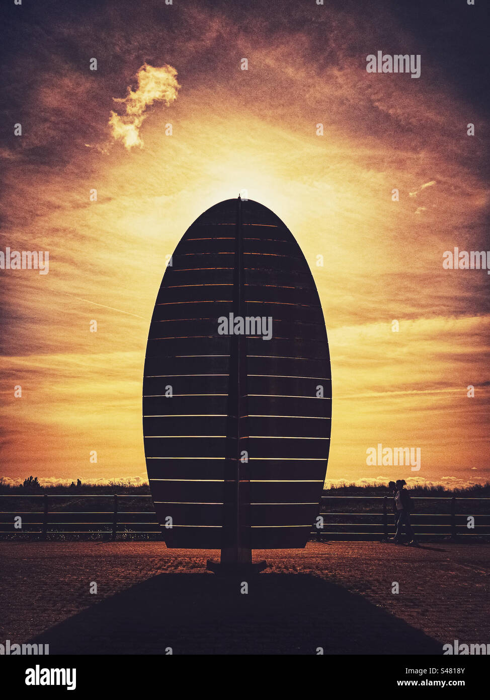 Swansea promenade, Sail sculpture silhouette Stock Photo - Alamy