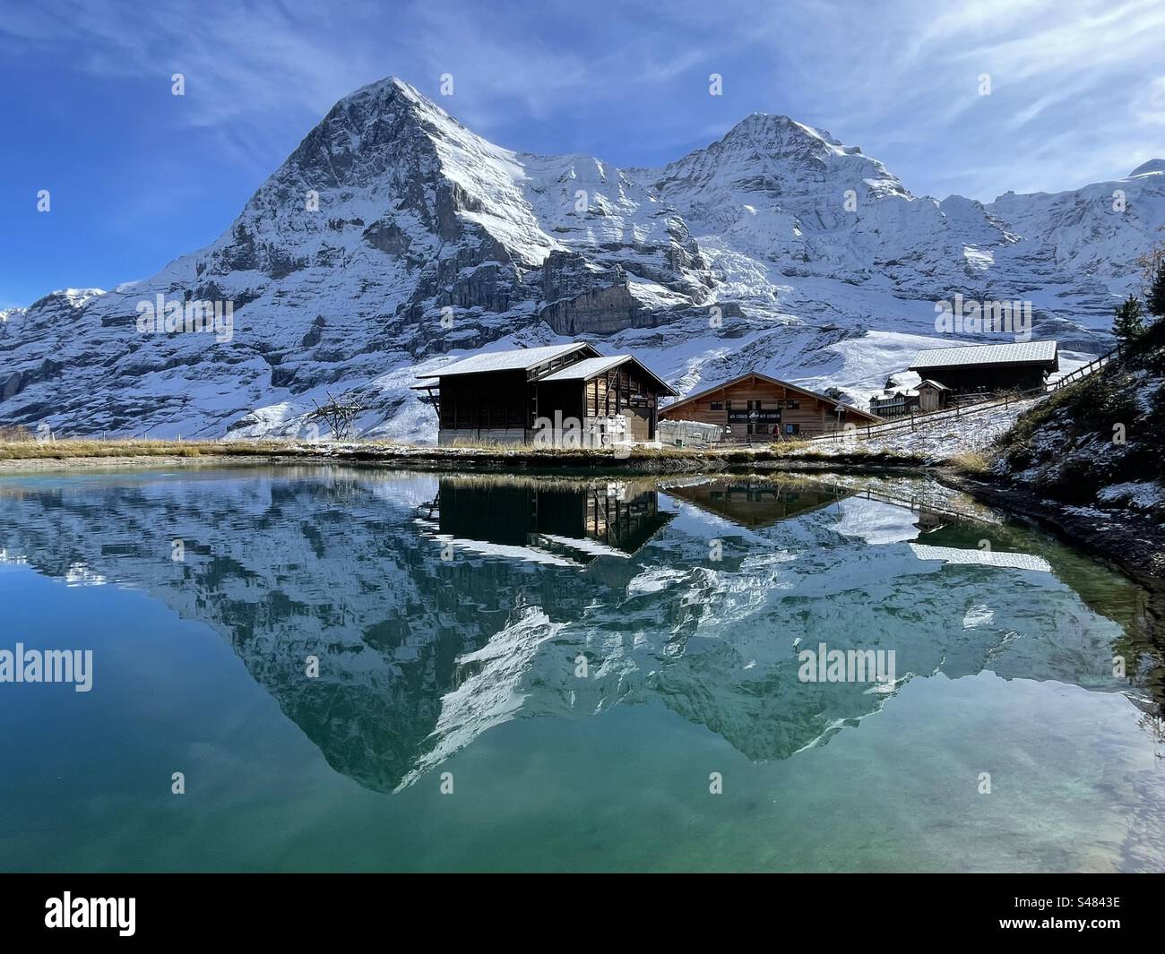 Kleine Scheidegg after autum snow Fall with Eiger, Mönch and Jungfrau ...