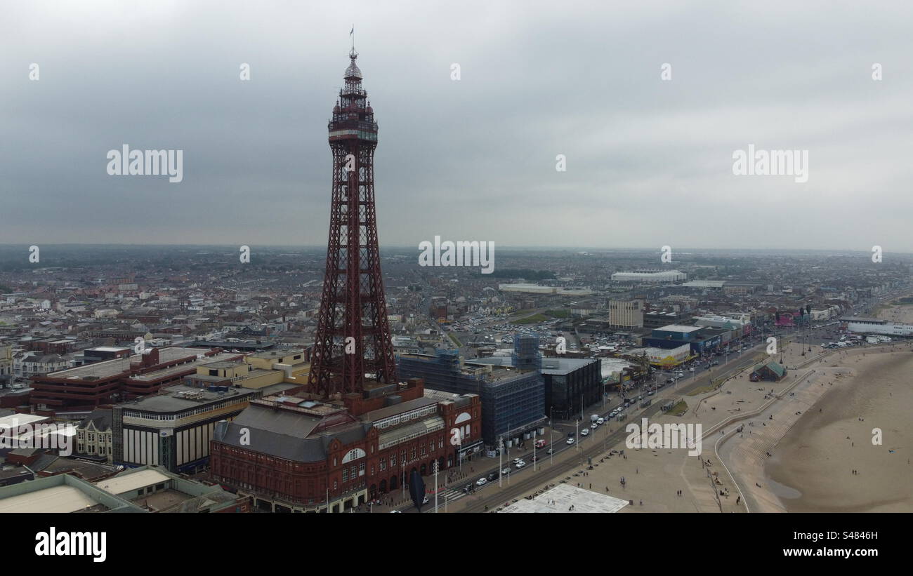 Blackpool tower by drone hi-res stock photography and images - Alamy