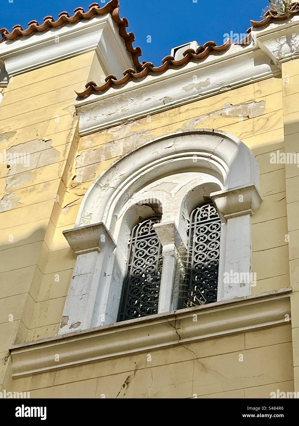 Window and tile roofline of the Greek Orthodox Taxiarches-Panagia ...