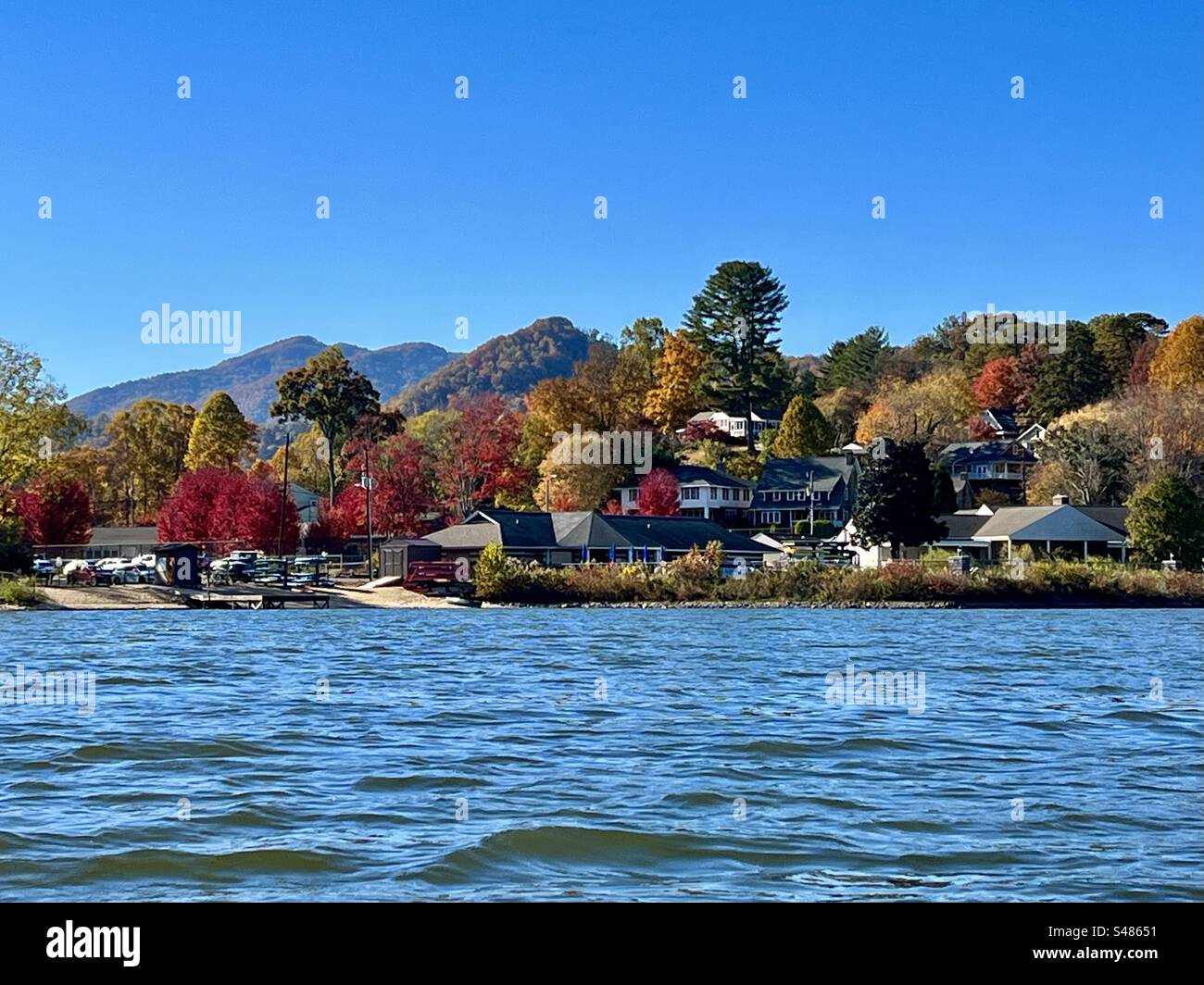 Sunny lake day in autumn in Appalachian Mountains Stock Photo - Alamy