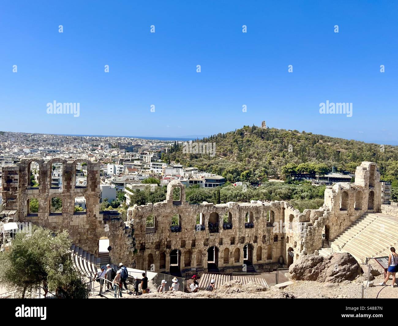 The city of Athens and Philopappos Hill behind the Herodium ...