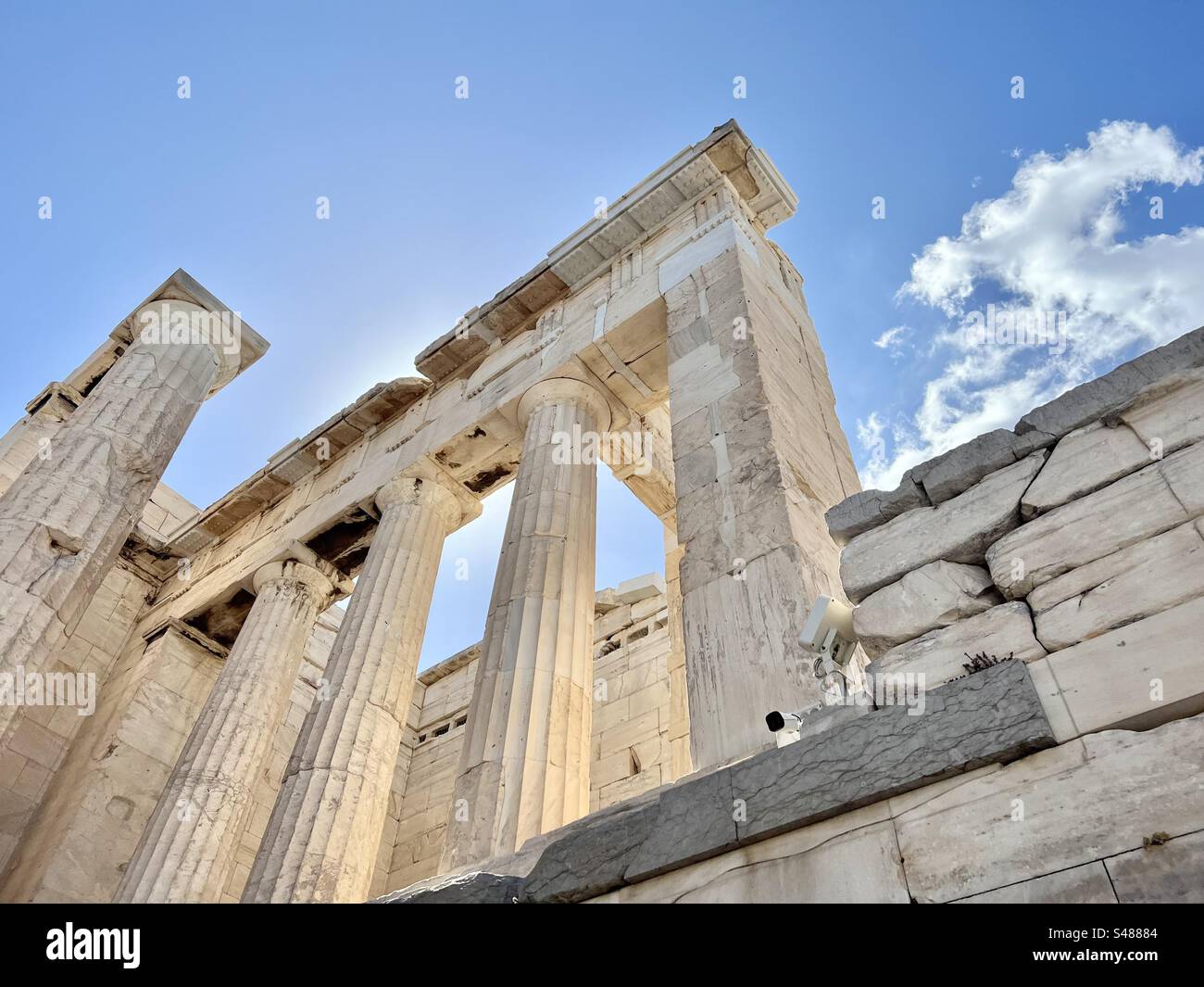 Temple of goddess Athena Nike in the ancient archaeological site of the Acropolis in Athens ...