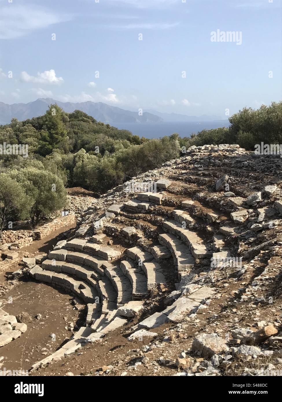 Ancient amphitheater amphitheatre Antik Kenti Amos Marmaris Turkey ...