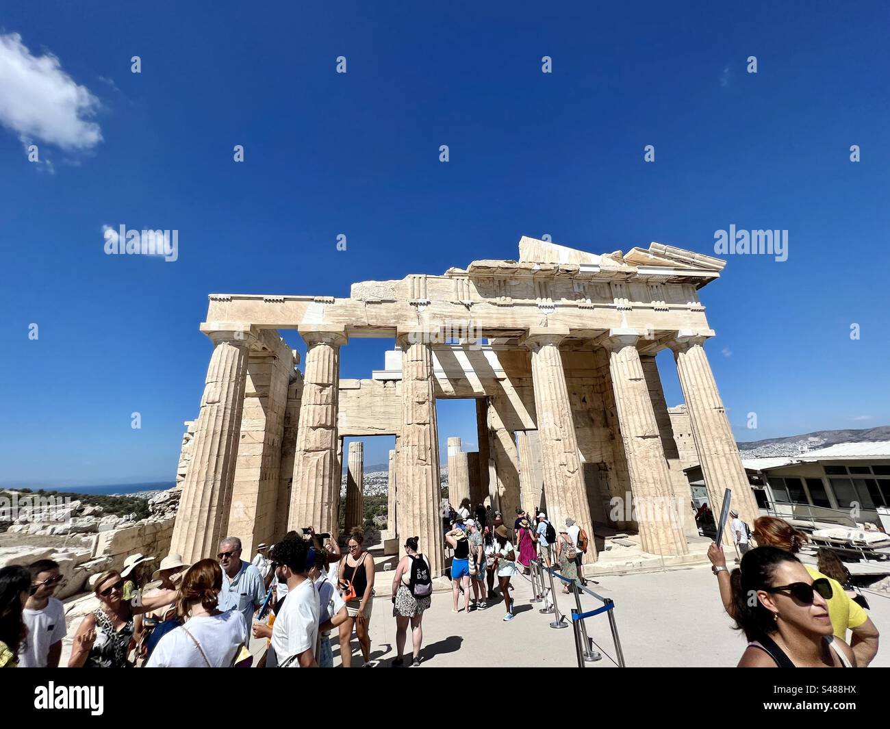 People exploring the ancient Acropolis of Athens in summer Stock Photo - Alamy