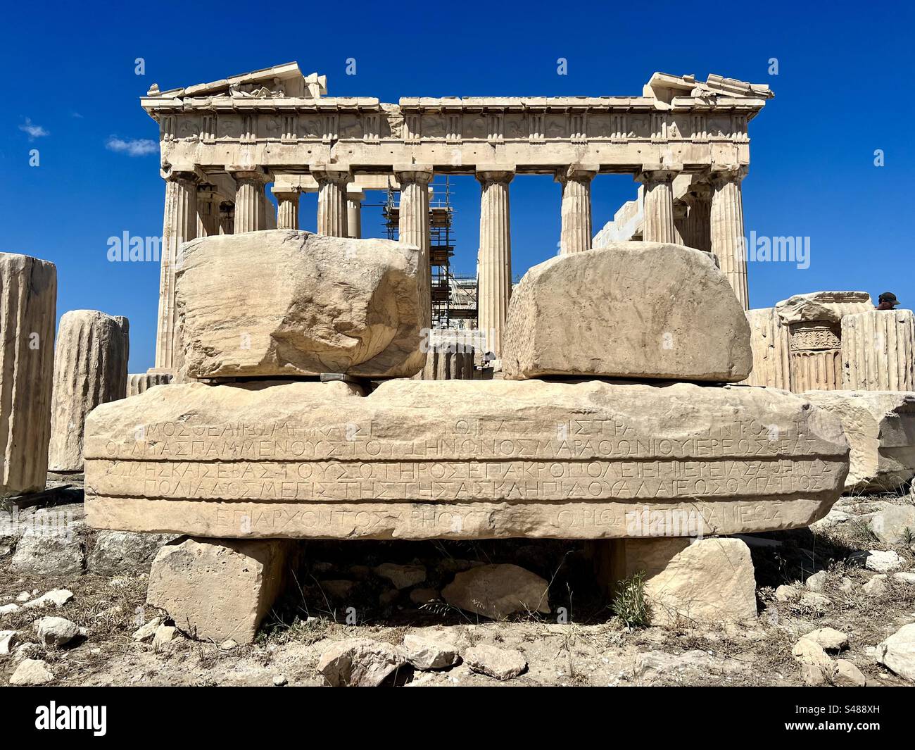 Ruins of the ancient Acropolis of Athens, the Parthenon seen in the ...