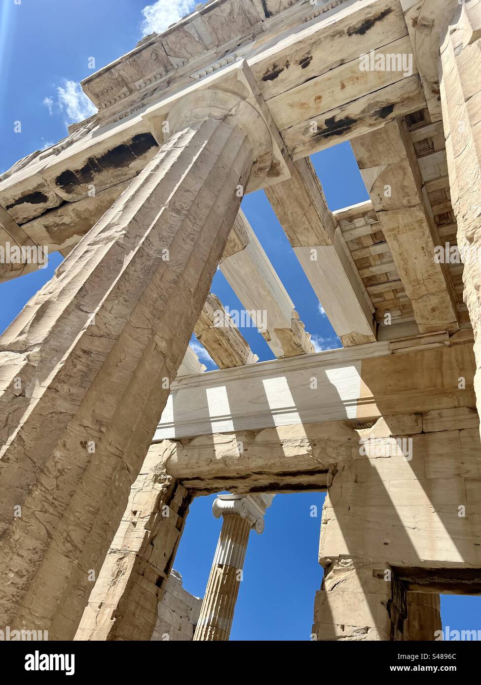 Greek Doric structure of the ancient Propylaia complex, gateway to ...