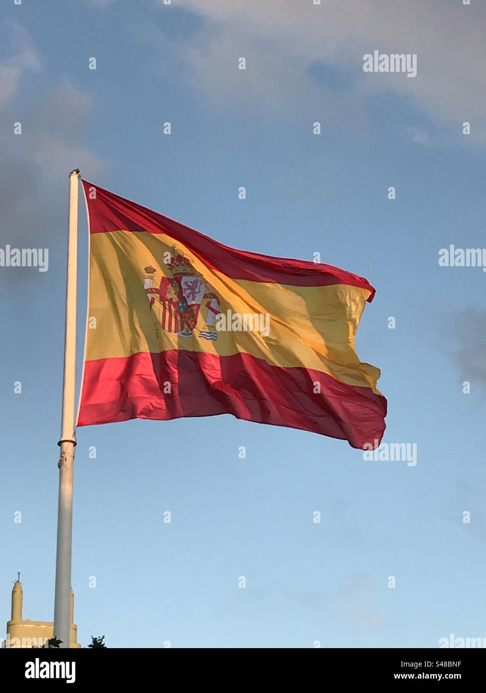 Spanish flag waving Stock Photo - Alamy