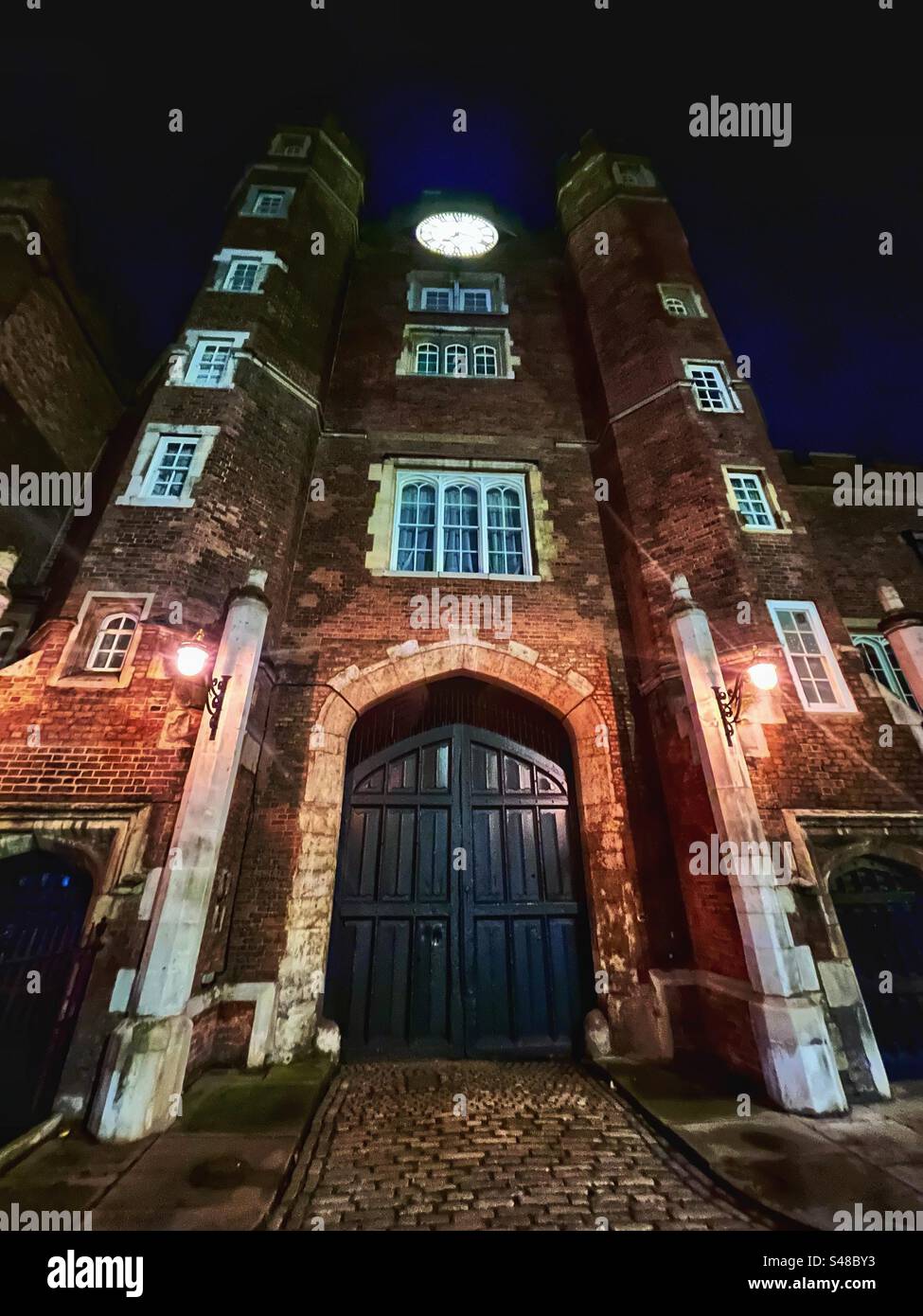 St James's Palace, London, the clock and tower. Originally built by ...